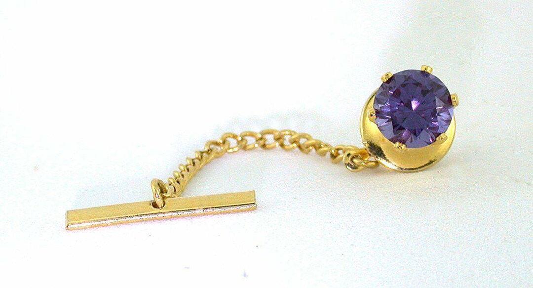 8mm Round Lab Alexandrite Corrundum Gemstone Gem Goldplated Tie Tack ...