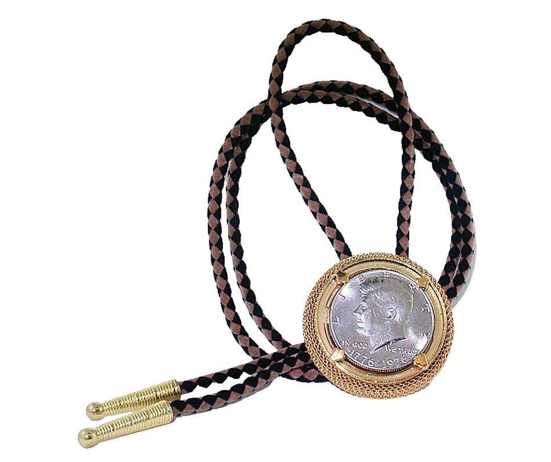 Vintage 1976 Jfk Kennedy Bicentennial Half Dollar Mesh Bolo Tie With ...