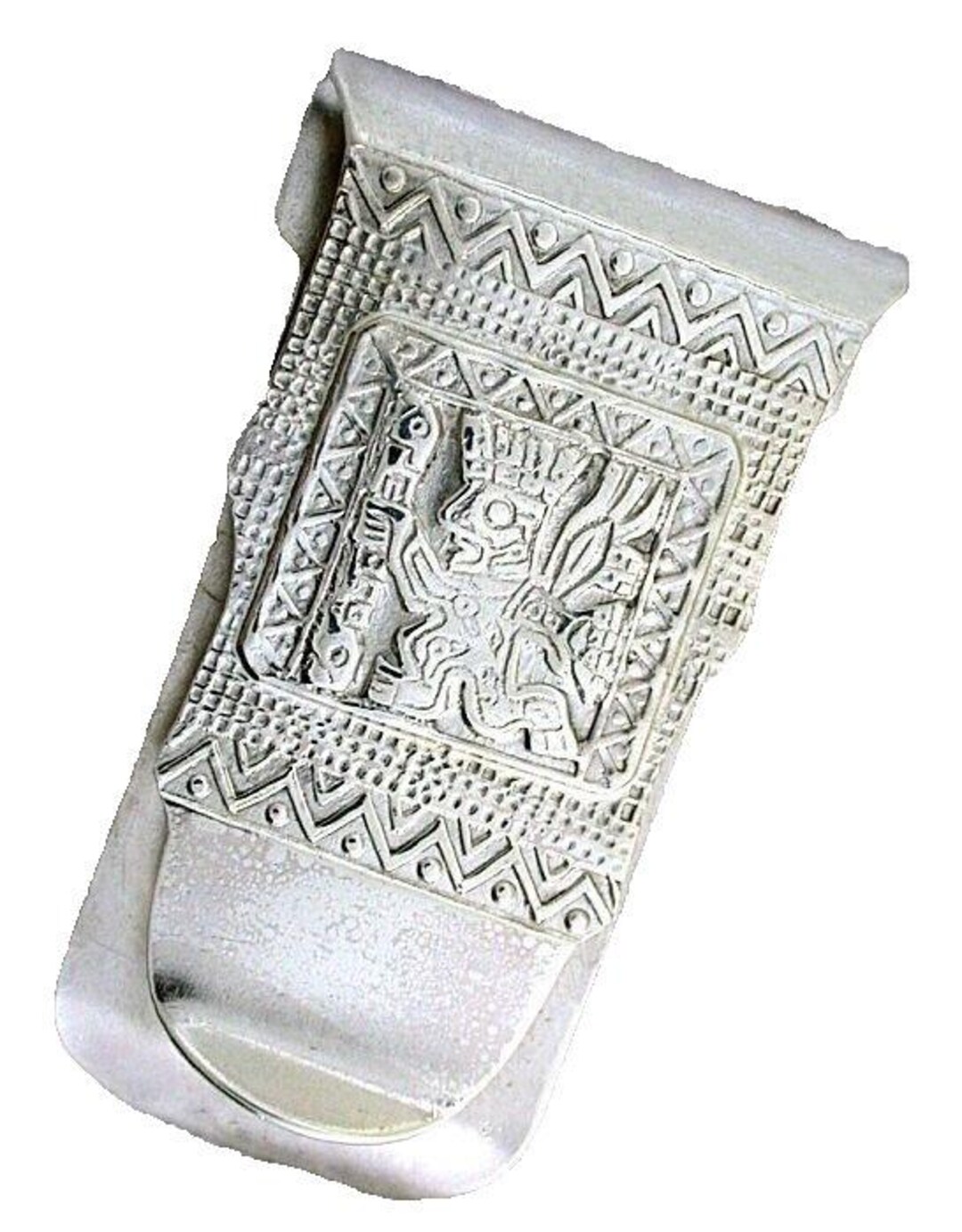 Vintage Sterling Mayan Aztec Warrior 2 Inch X 1 Inch Money Clip EBS8165 ...