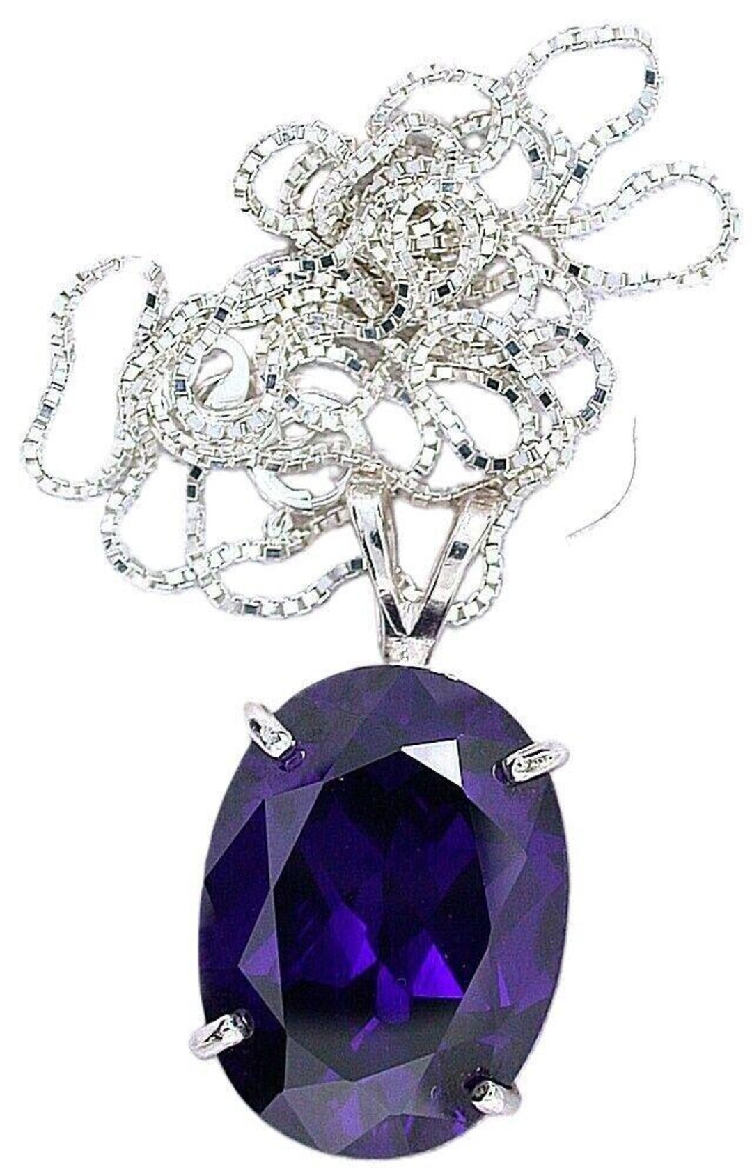 20x15 Oval Lab Corrundum Blue Sapphire Gem Sterling Pendant Chain ...