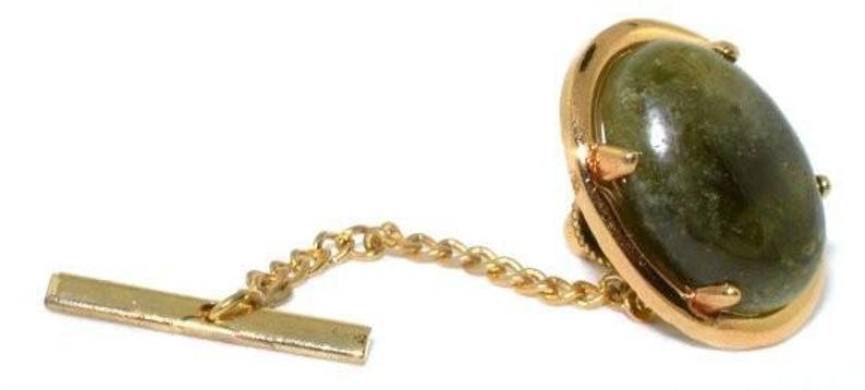 18x13 Oval Green Grossular Mali Garnet Gem Cab Gold Color Tie Tack ...