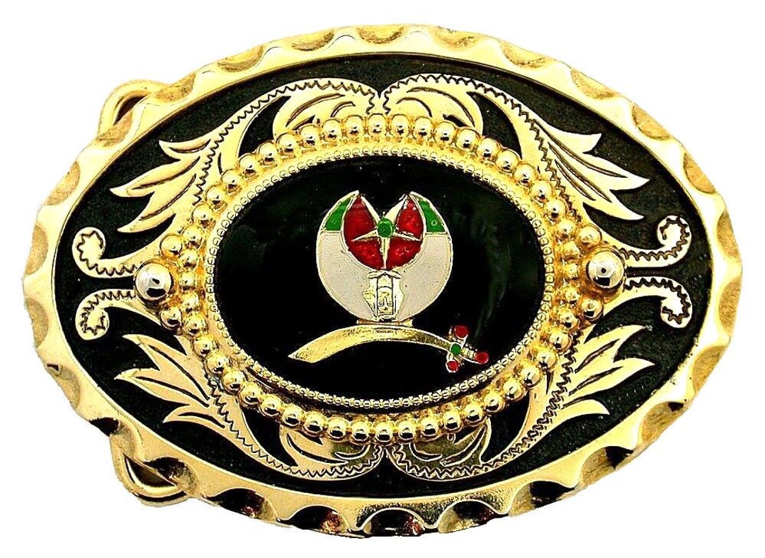 Gold Color Oval Western Shriners New Old Stock 3 3/10" Belt Buckle ...