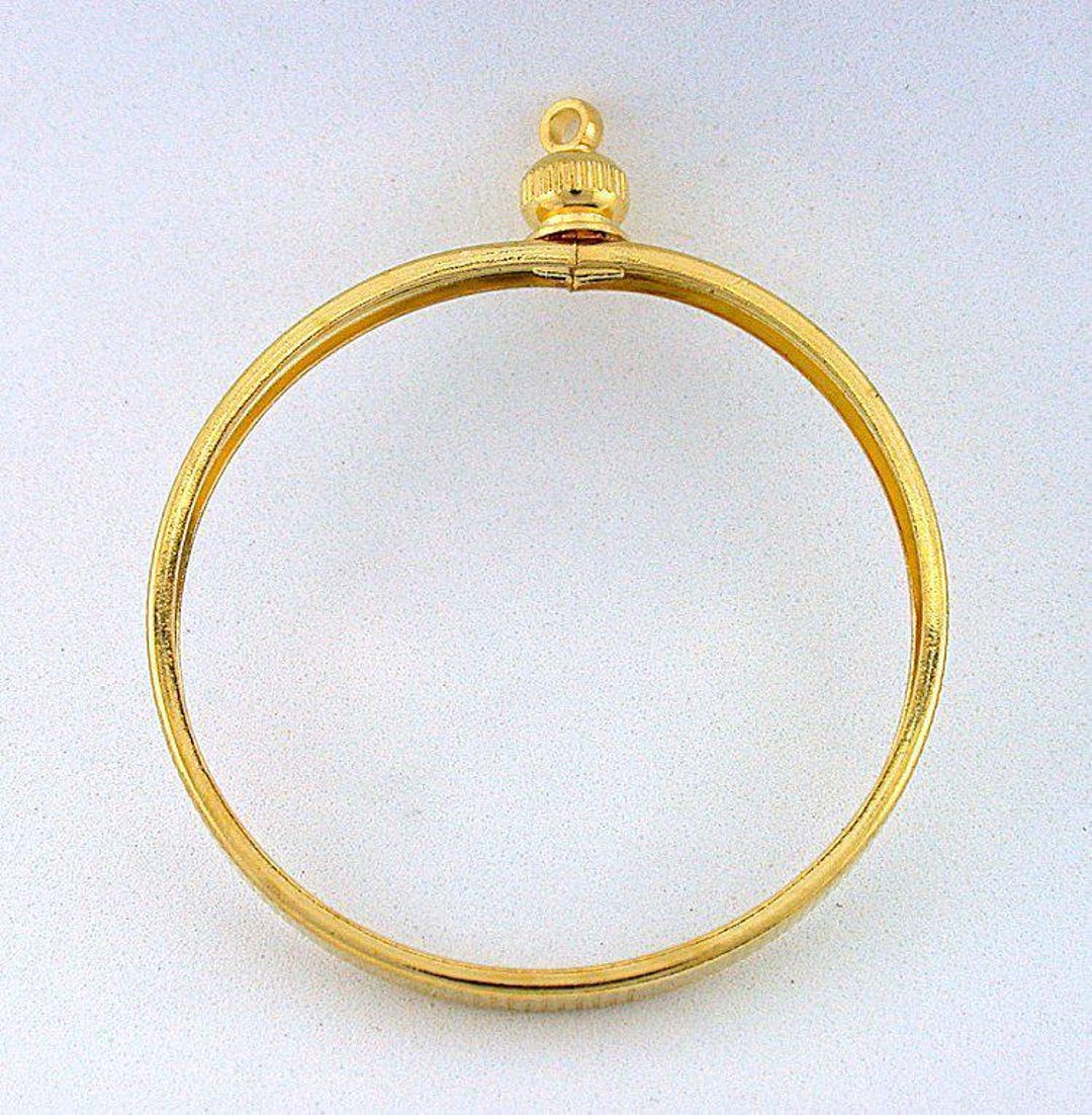 One Silver Dollar Gold Color Coin Holder Pendant Mounting Mount Finding ...