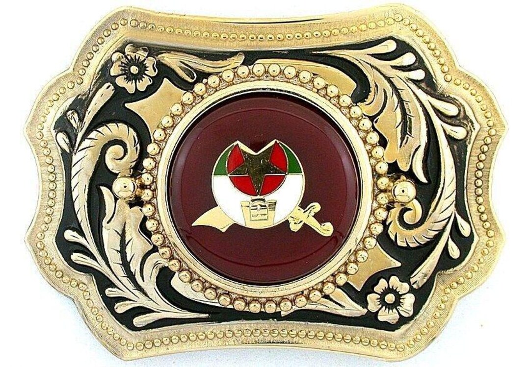 Gold Color Western Shriners New Old Stock 3 7/10 Belt Buckle EPBB248 ...