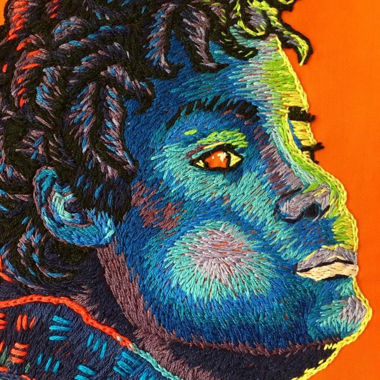Hand Embroidery Portrait – Vibrant Thread Painting in 10 Inch Hoop ...