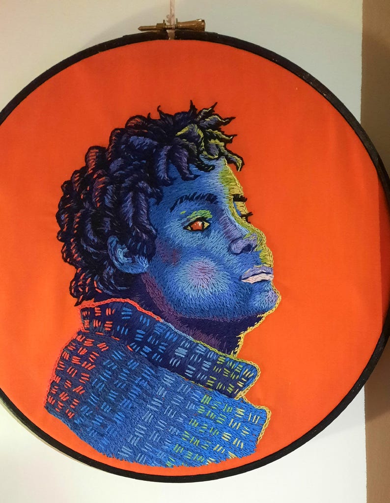 Hand Embroidery Portrait – Vibrant Thread Painting in 10 Inch Hoop ...
