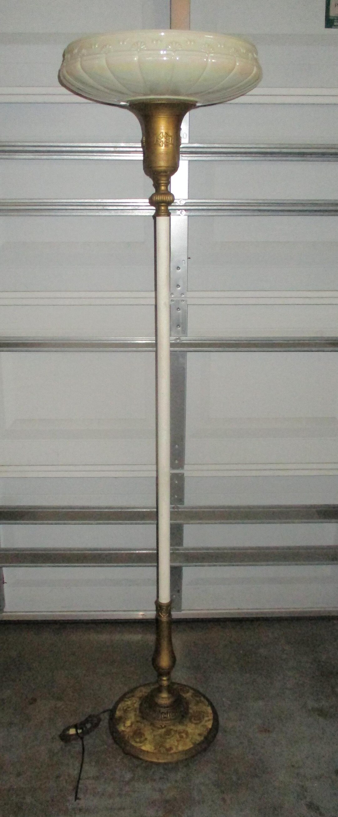 1920s Mutual Sunset Lamp Company TORCHIERE FLOOR LAMP Milk Glass Shade ...