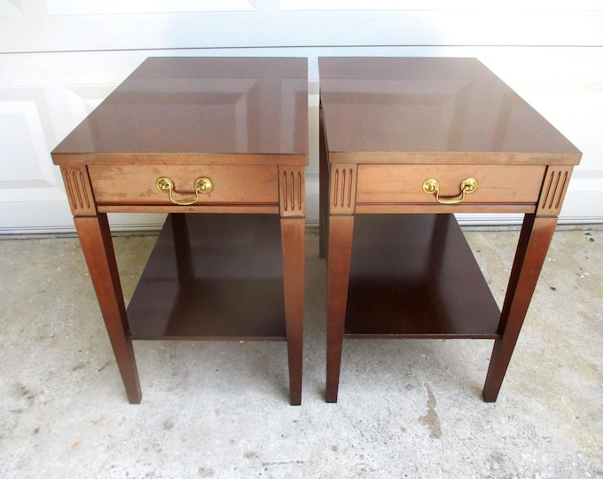 Matched Pair MERSMAN END TABLES Each With Drawer Signed Midcentury ...