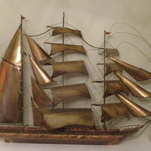Brutalist Torch Cut Brass SCHOONER WALL SCULPTURE Art Mid Century ...