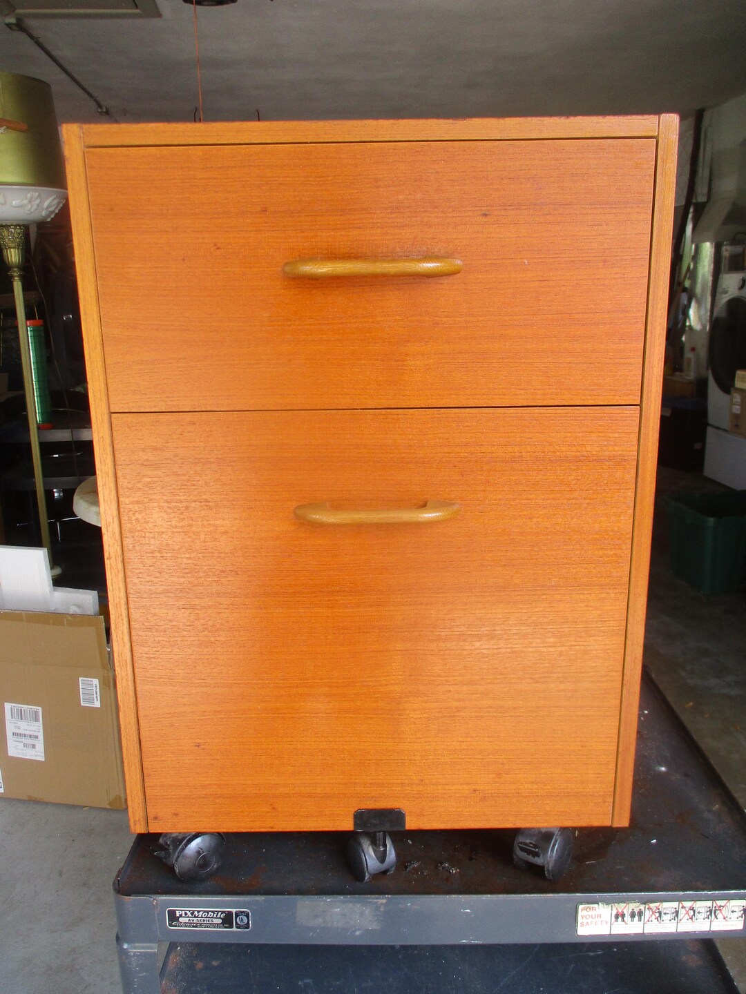 Two Drawer TEAK FILE CABINET Table Storage Home Office Danish Mod - Etsy