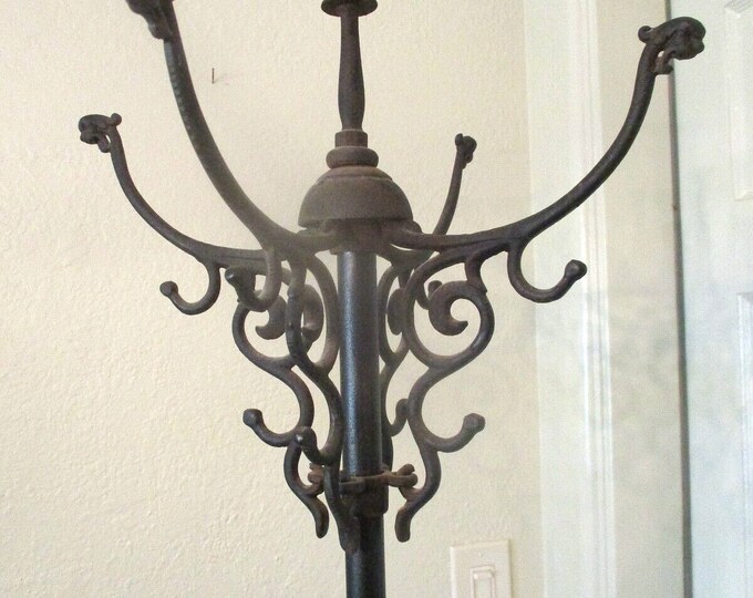 Vintage Wrought Iron FLOOR COAT RACK Umbrella Stand Hall Stand Tree ...