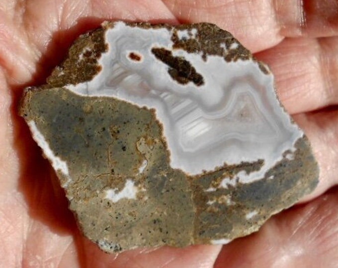 RARE AGATE From ANTARCTICA*54 Mm X 41 X 4 Mm*12.1 Grams or .43 Ounce ...