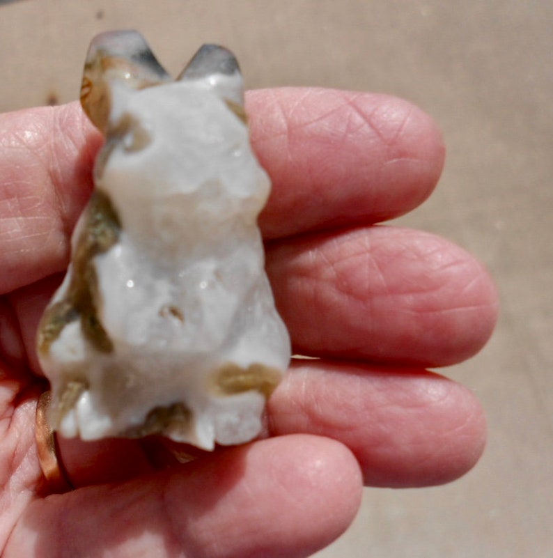 Rare MOSS AGATE RABBIT Carving*year of the Rabbit*40 Mm or 1 5/8 Inch ...