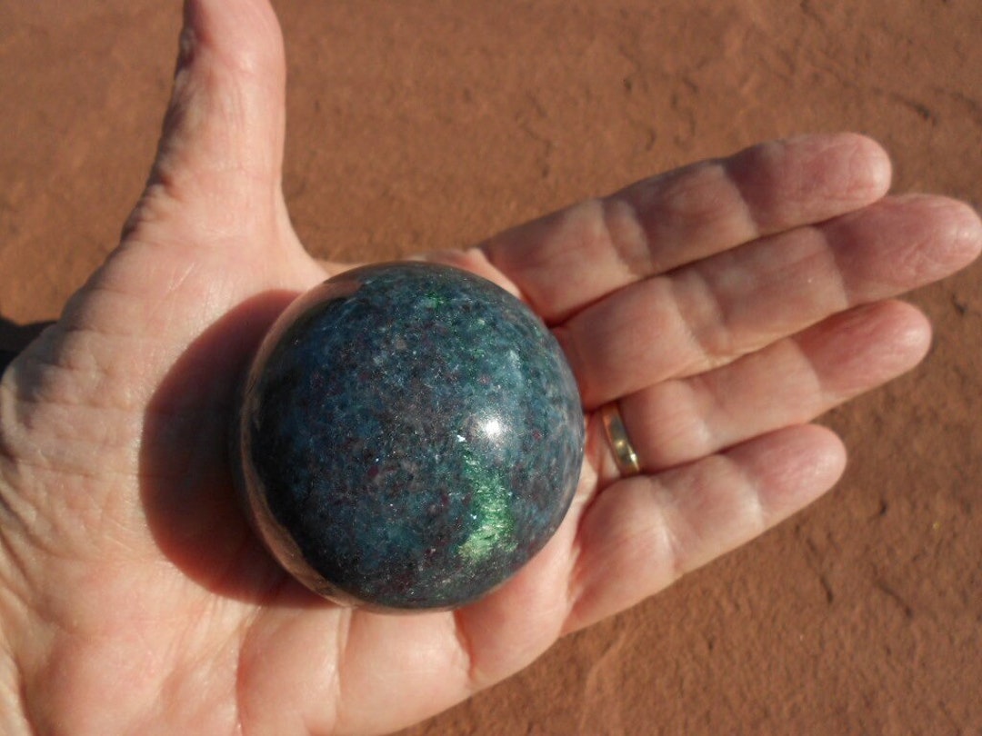 Fluorescent RUBY & Green Fuchsite in KYANITE SPHERE*1 7/8 Inch*47 Mm ...