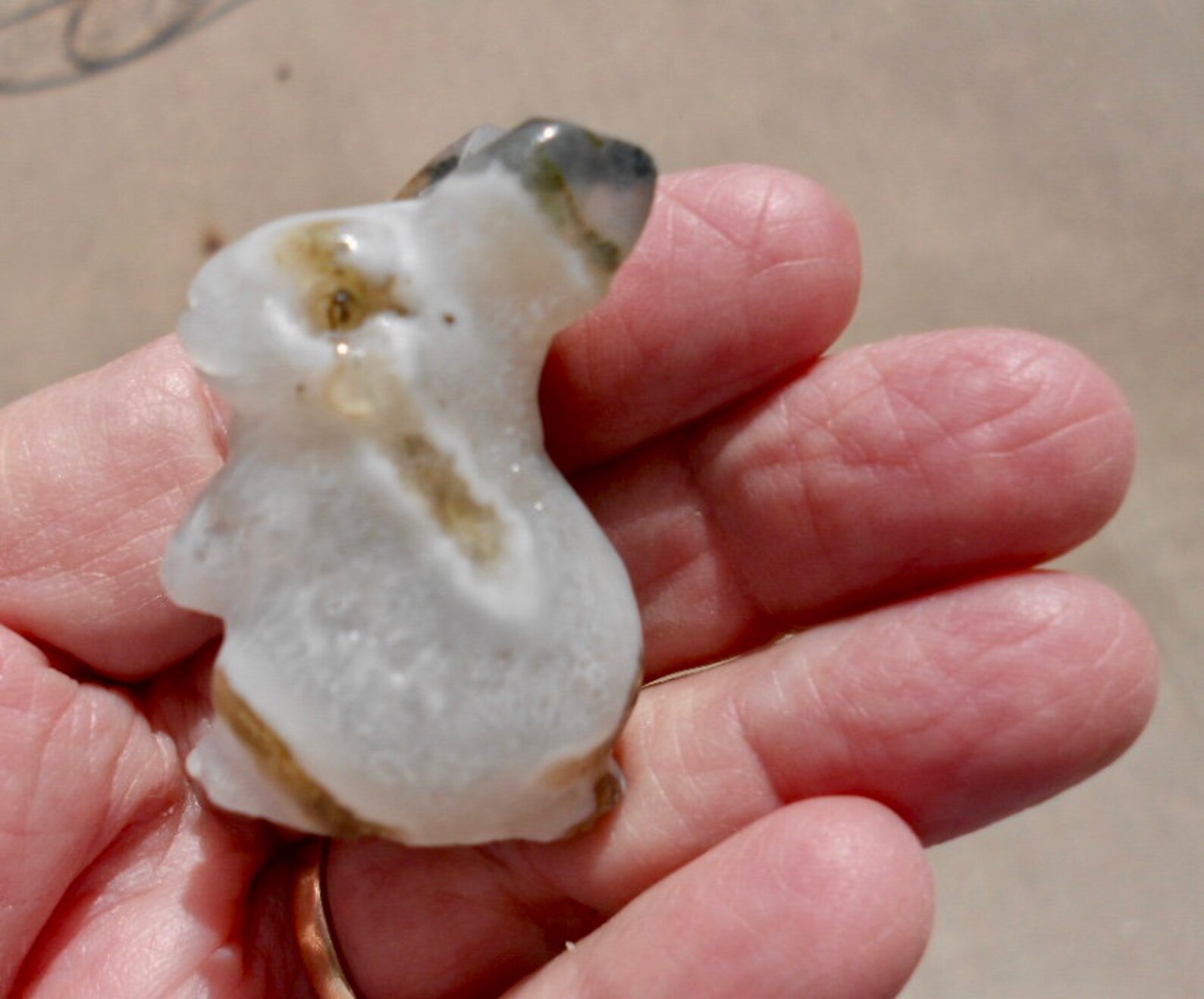 MOSS AGATE Easter RABBIT Carving 40 Mm or 1 5/8 Inch Tall X 1 1/4 Inch ...