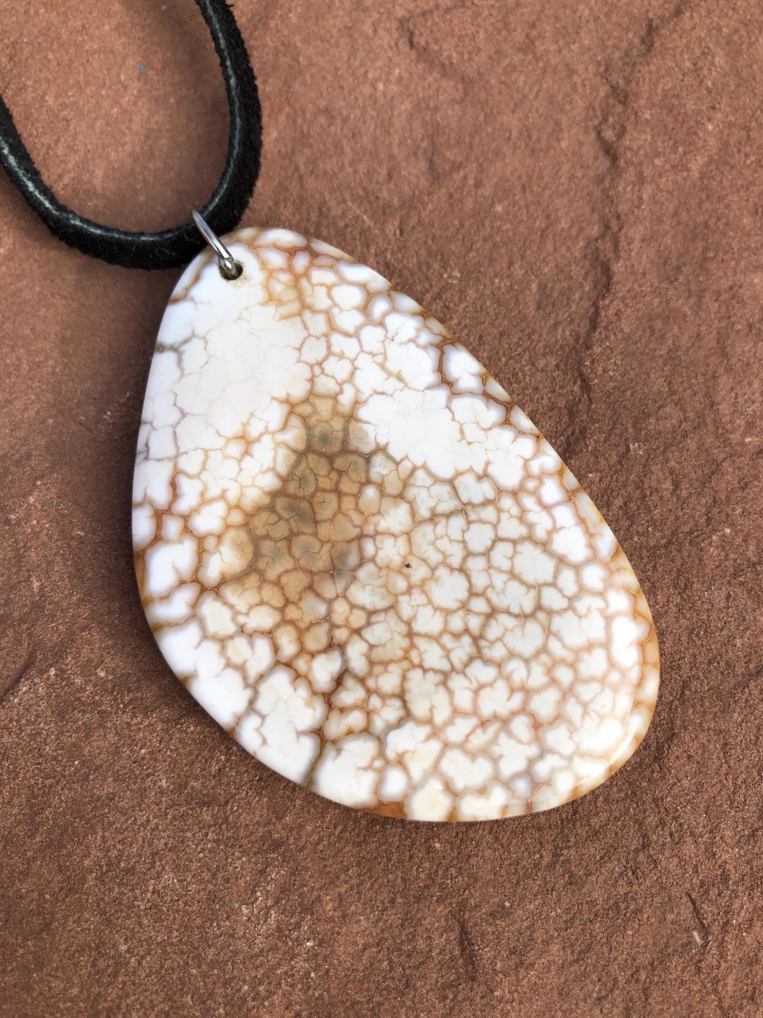 SNAKESKIN AGATE PENDANT Aka Rattlesnake Chalcedony on 22 Inch Black ...