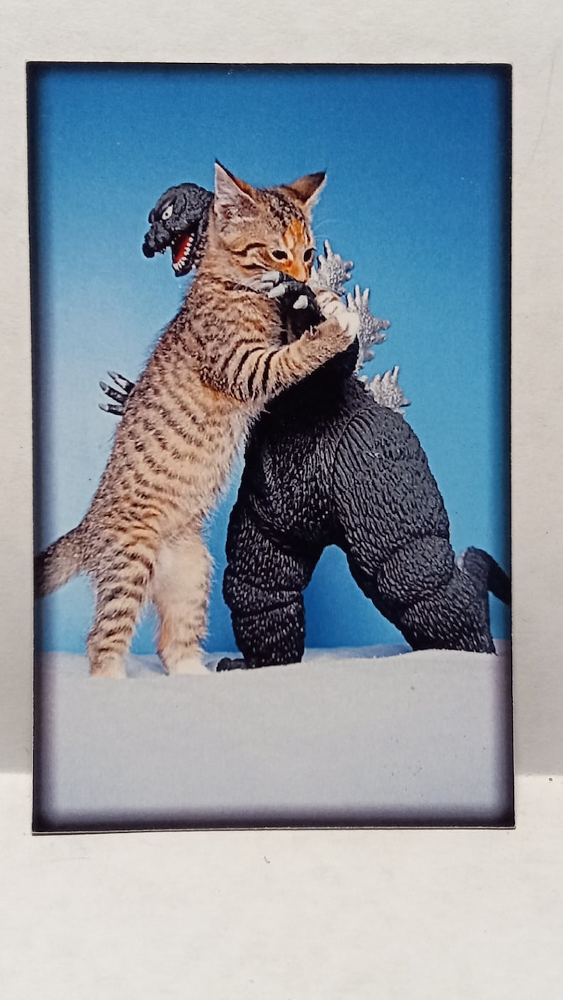 Pop Cultural Image Magnet Cat & Godzilla Toy BFF - Etsy