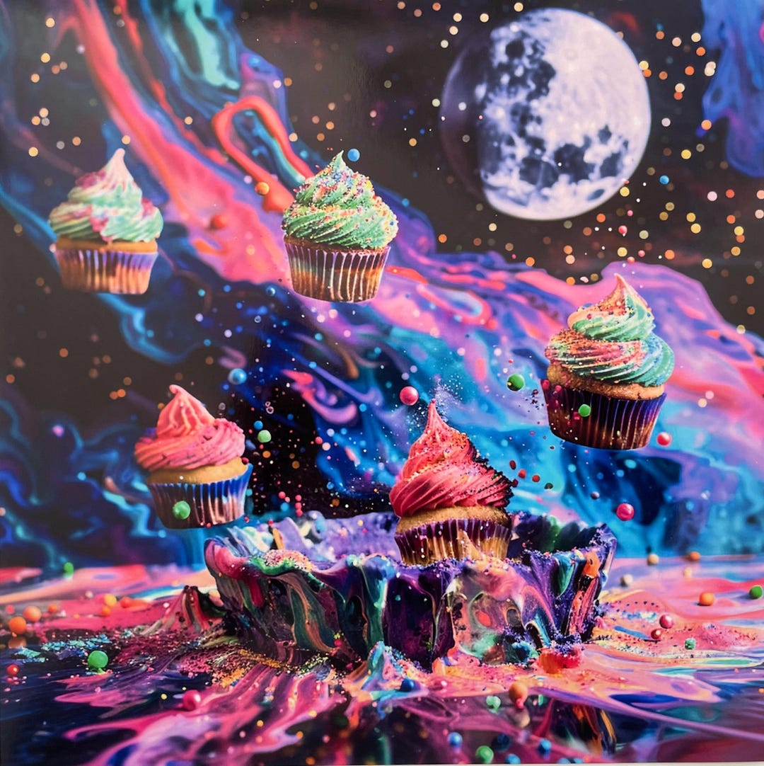 Psychedelic Space Cupcakes #3, Wall Art, AI Art, Digital Prints ...
