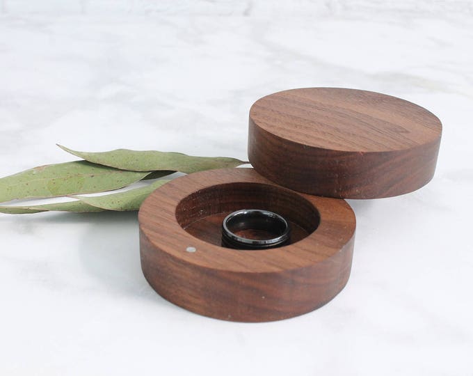 Round Wedding Ring Box, Engagement Ring Box, Wood Circle Ring Box ...