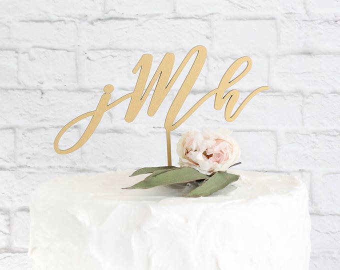 Monogram Cake Topper, Wedding Cake Topper, Initials Cake Topper, Custom ...