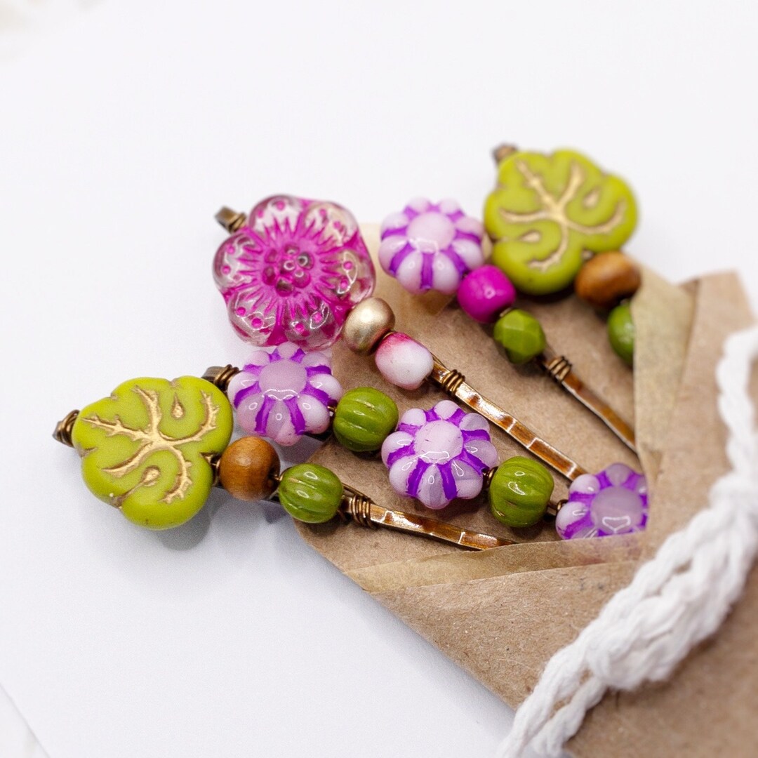 Flower Bobby Pins - Get Well Soon Card - Cheer up Gift - Mini Flower ...