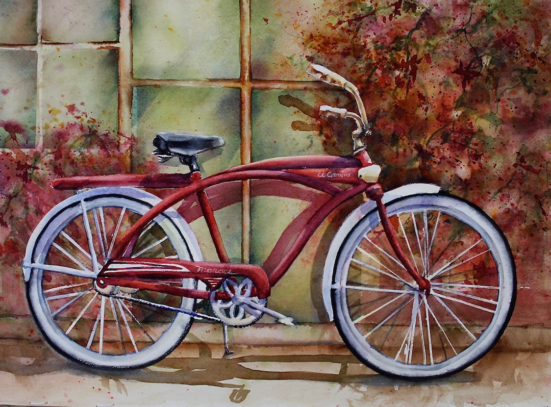 Red Bicycle Print - Etsy
