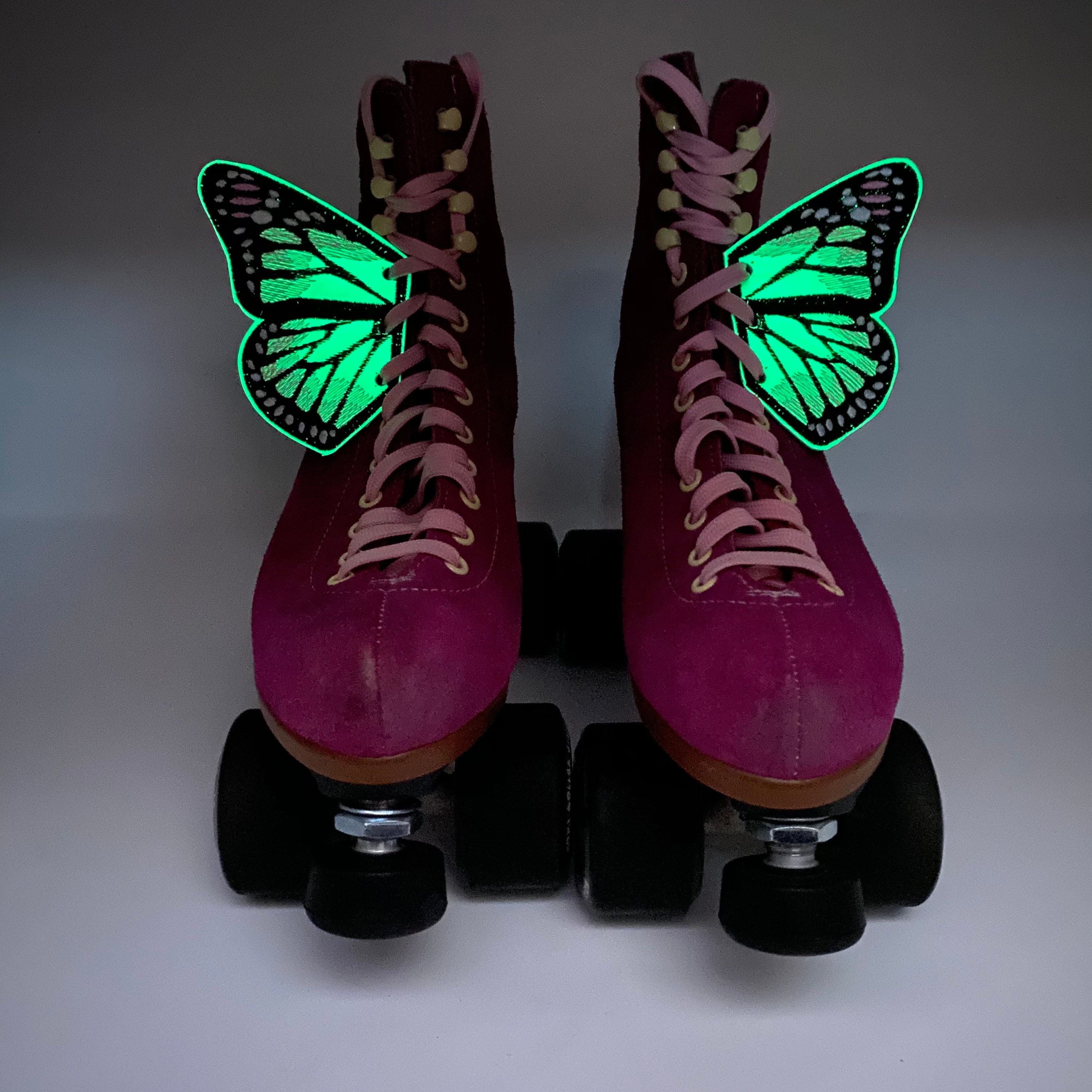 Glow in the Dark Blue and Pink Roller Skate Wings Shoe Wings | Etsy UK