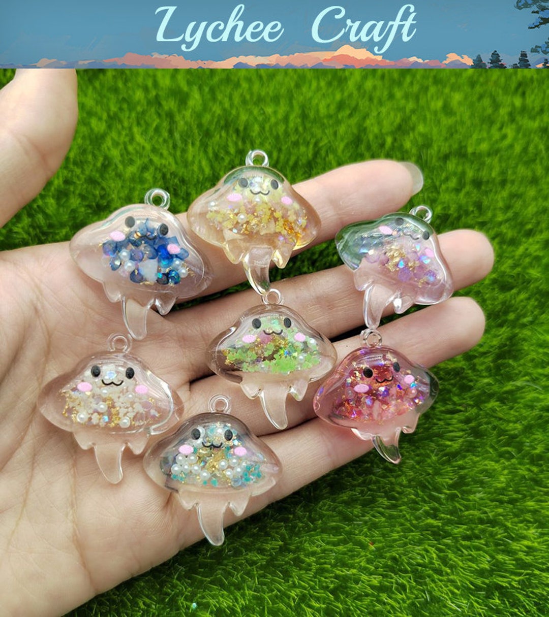 5PCS Jellyfish Charm,luminous Resin Fish Charms,cute Jellyfish Pendant ...