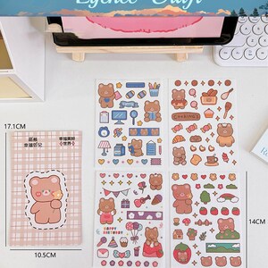 Bear Sticker Sheet,kawaii Sticker Sheet for Journal,4pcs Bunny Stickers ...