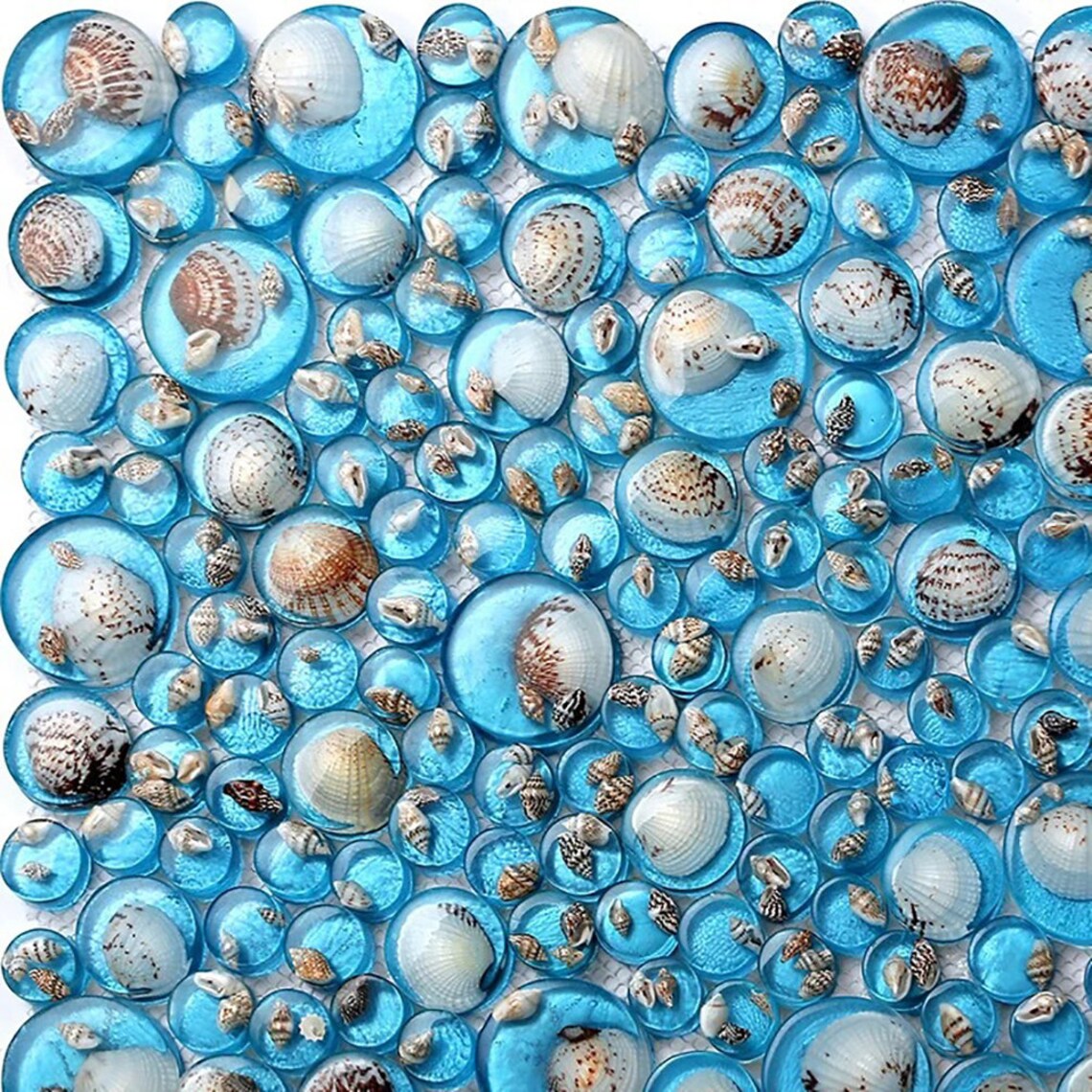 Shell Mosaic Tiles Sea Theme Round Mosaic Stone DIY Arts | Etsy