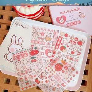 Bear Sticker Sheet,kawaii Sticker Sheet for Journal,4pcs Bunny Stickers ...