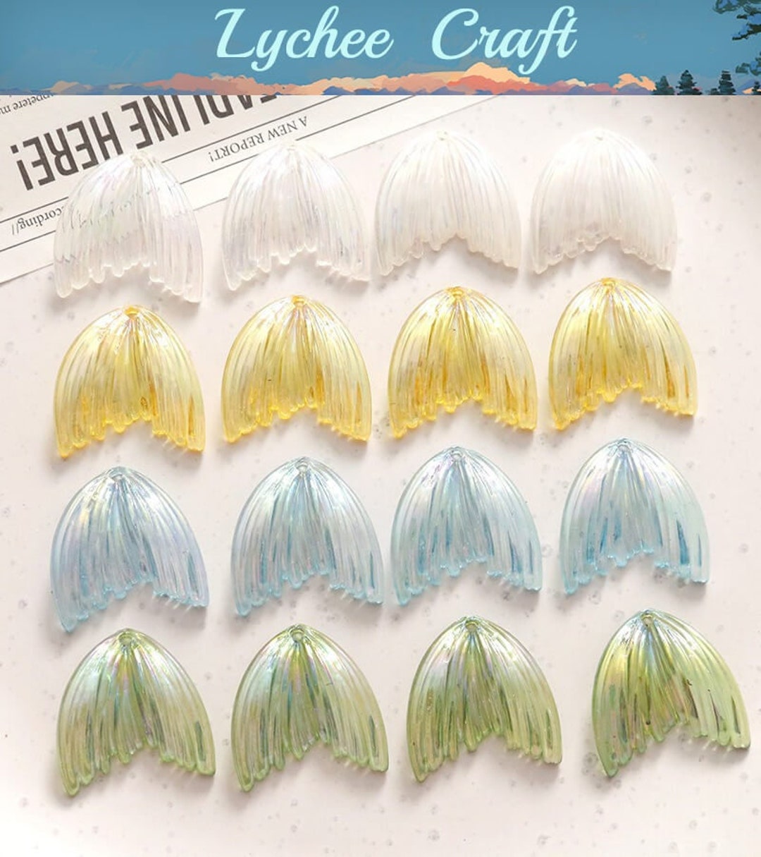 5PCS Acrylic Mermaid Tail Beads,cute Mermaid Tail Beads Pendant,diy ...