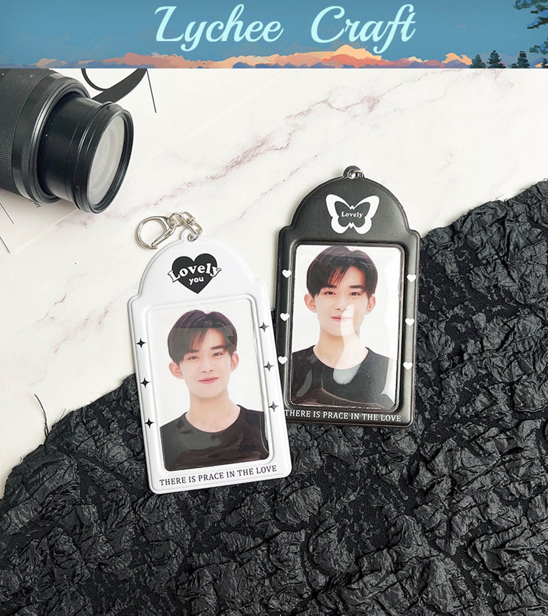 Black Cool Card Holder, Photo Card Holder, Heart Butterfly Photocard ...