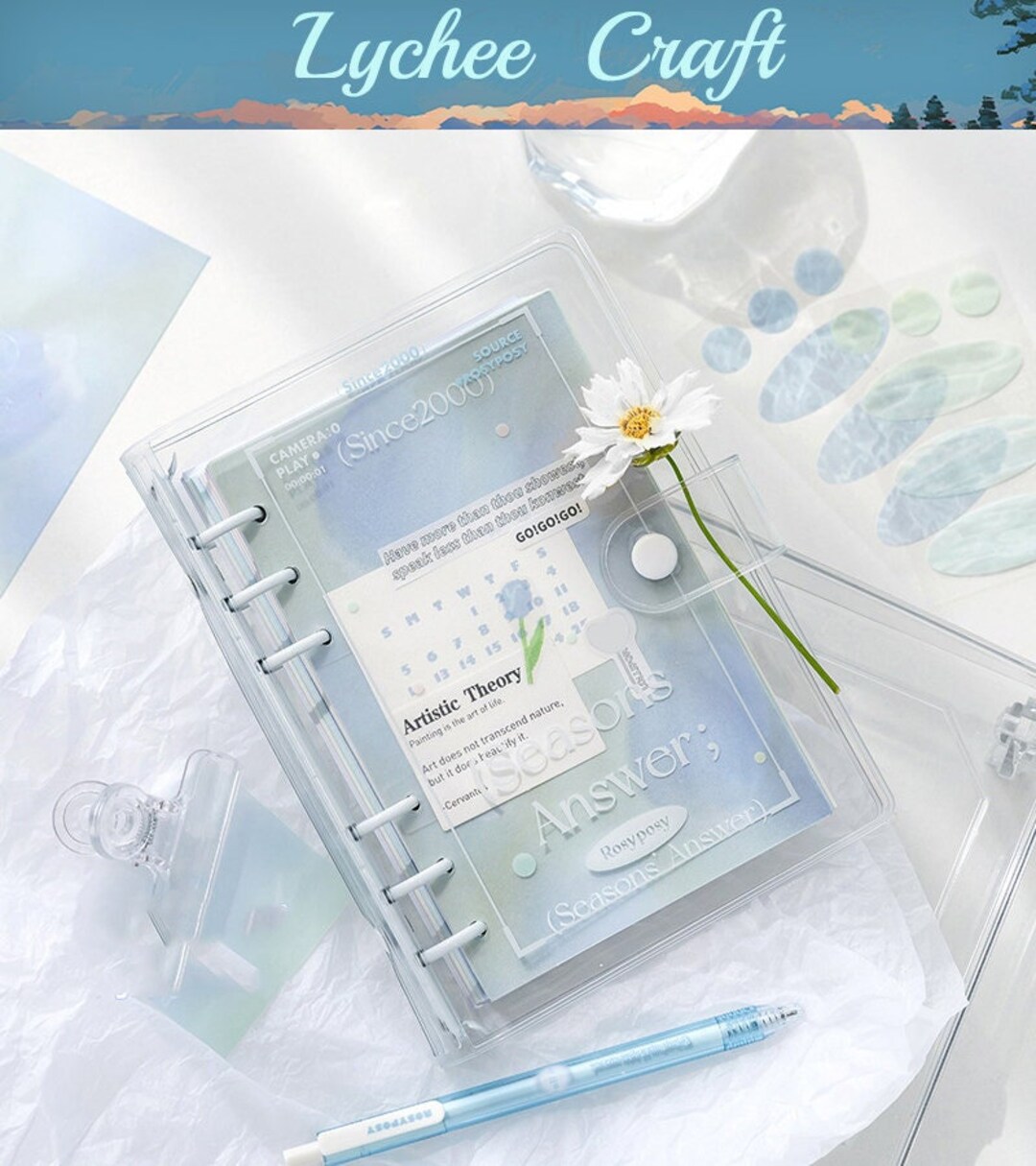 A5 Loose-leaf Notebook,purple Transparent Notebook Cover,6 Ring Binder ...