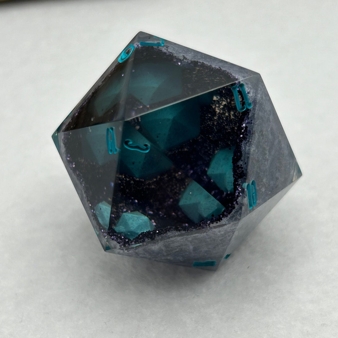 Aqua Crystal Cave - 45mm Chonk Geode D20 Sharp Edged Dice - Etsy