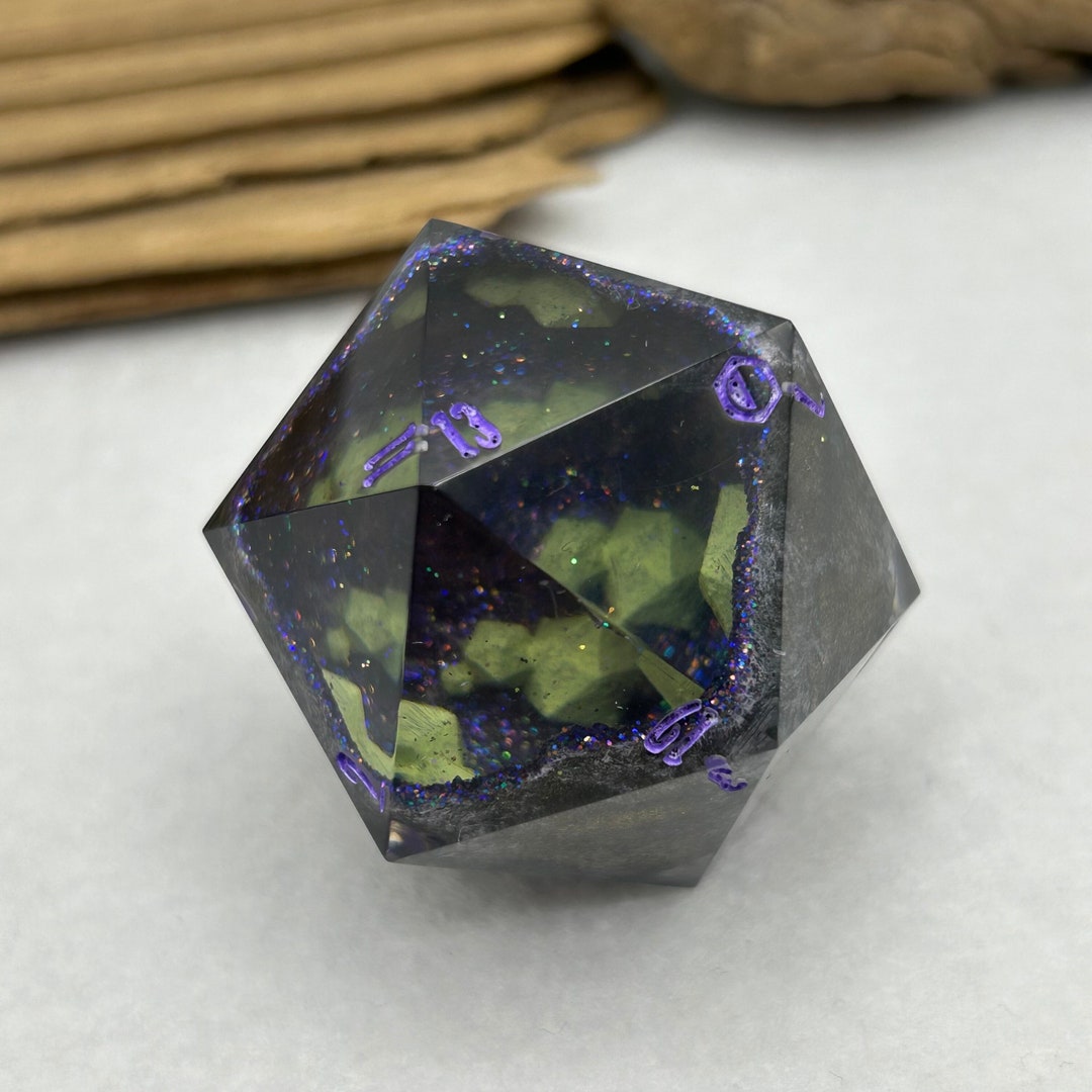 Poison Crystal Cave - 45mm Chonk Geode D20 Sharp Edged Dice - Etsy