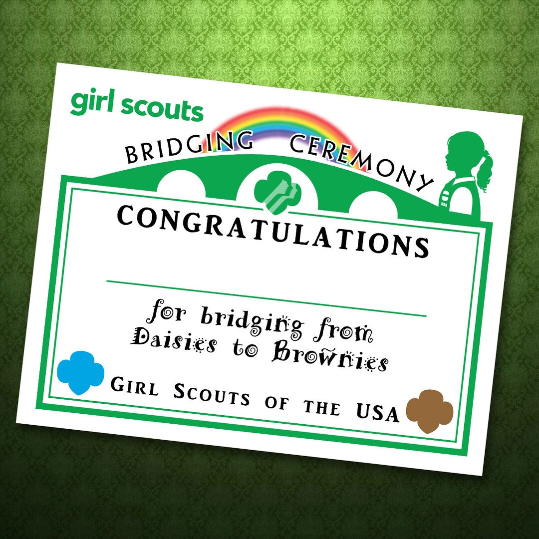 INSTANT DOWNLOAD Girl Scout Bridging Ceremony Certificate Daisies ...