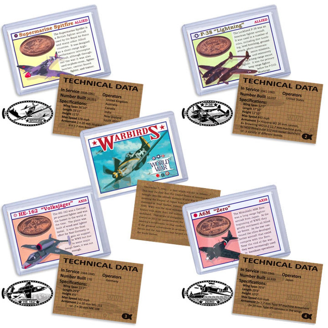 WARBIRDS Aircrafts of World War II Elongated Coin Trading Card Set - Etsy