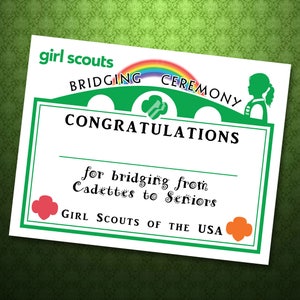 INSTANT DOWNLOAD Girl Scout Bridging Ceremony Certificate Daisies ...