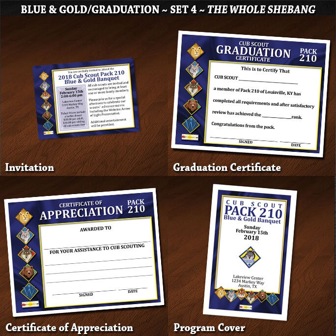 Custom Cub Scout Blue & Gold / Graduation Set 4: the Whole | Etsy