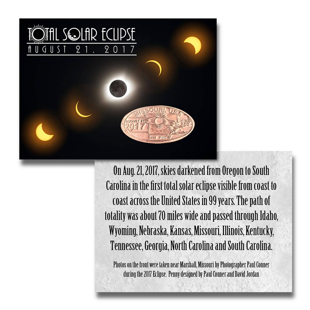 2017 Solar Eclipse Elongated Coin Trading Card Smashed Penny Unique ...