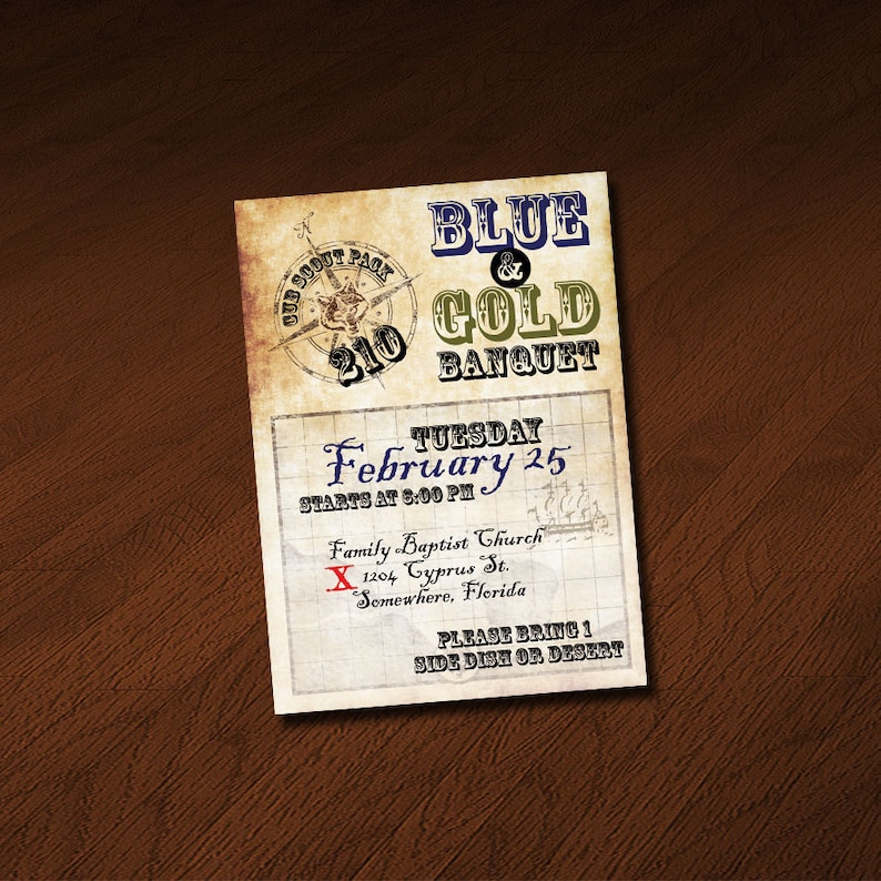 Custom Cub Scout Blue & Gold or Graduation Invitation - Etsy