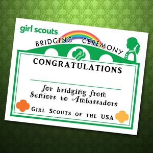 INSTANT DOWNLOAD Girl Scout Bridging Ceremony Certificate Daisies ...