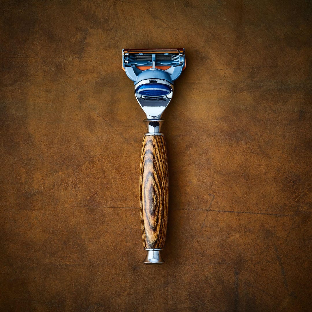Solid Hardwood Razor Made From Sustainable Tiger Wood for Gillette ...