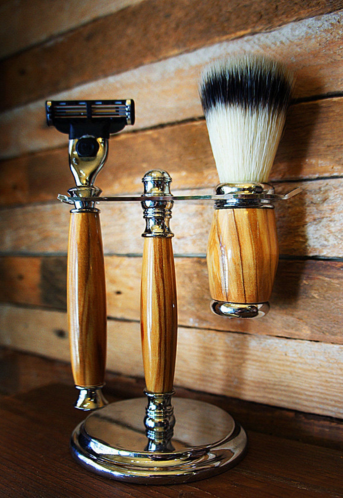 Handmade Shaving Set With Hardwood Razor and Badger Brush | Etsy
