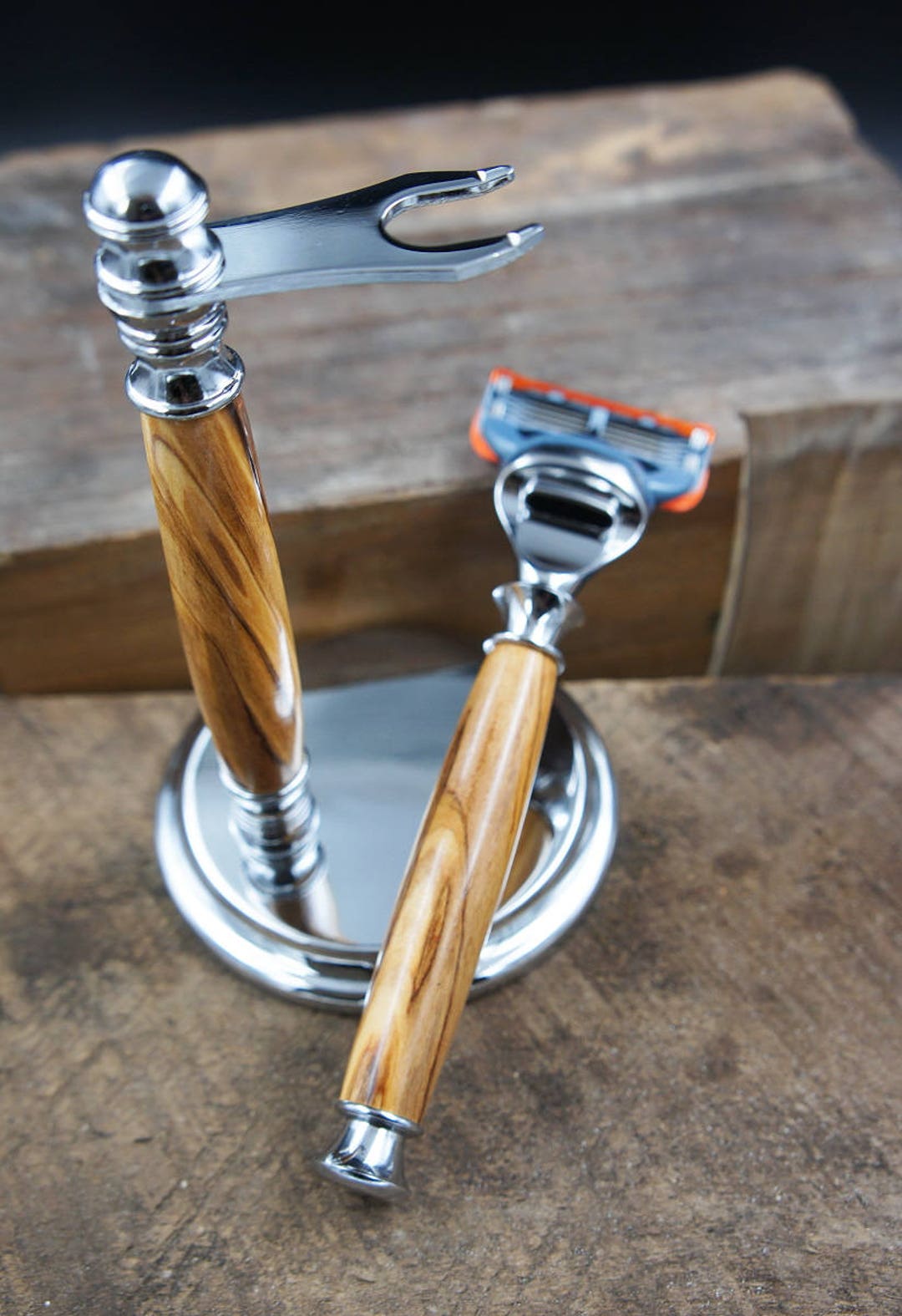 Olive Wood Shaving Set for Gillette Fusion - Etsy