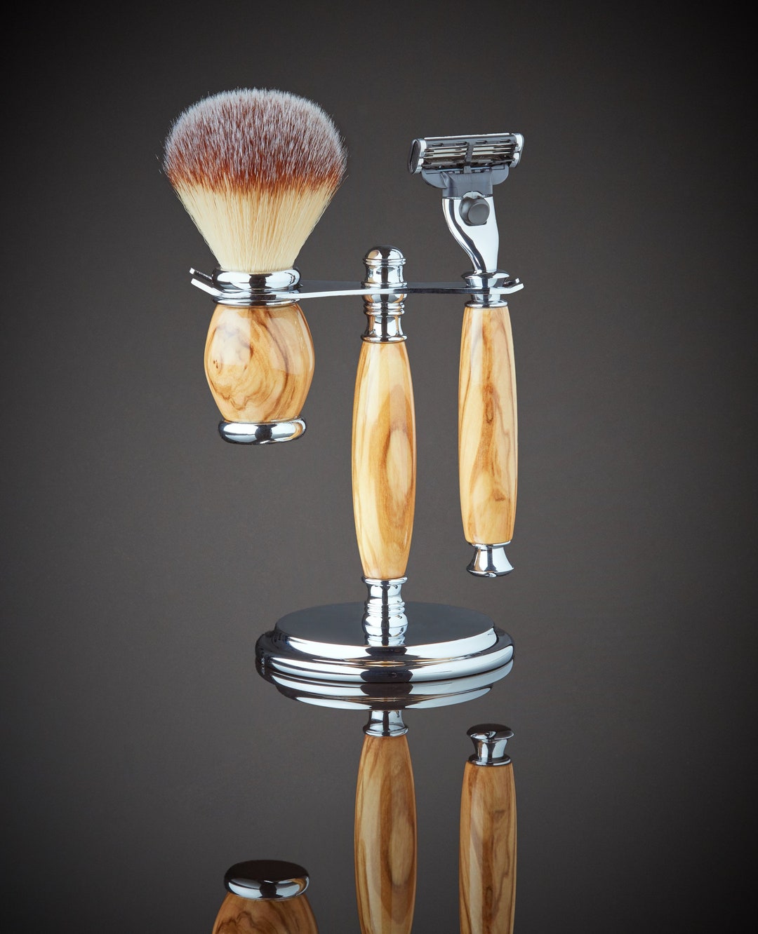Olive Wood Shaving Set Traditional Shaving for Gillette Mach 3 - Etsy