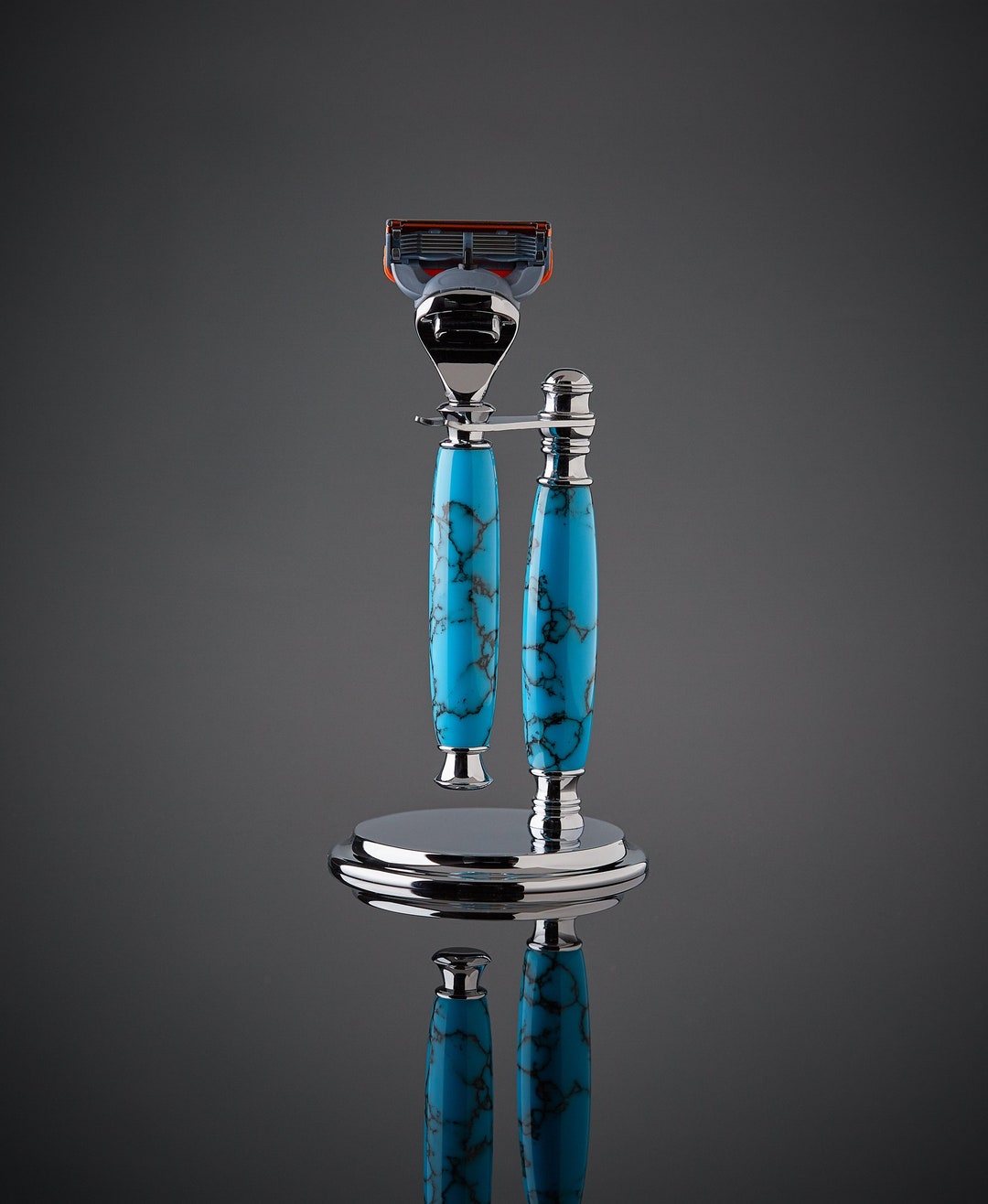 Shaving Set Razor and Stand Made From Genuine Turquoise Stone - Etsy