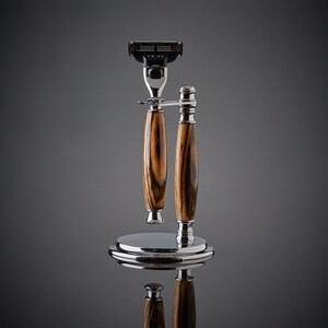 Wooden Razor and Stand Shaving Set Fits Gillette Mach 3 and Venus ...
