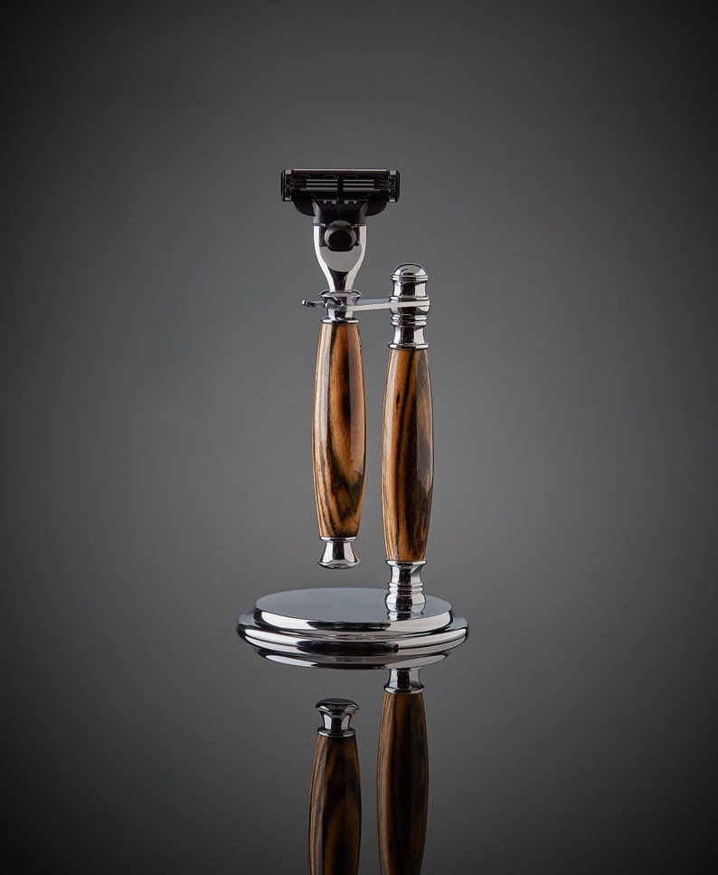 Wooden Razor and Stand Shaving Set Fits Gillette Mach 3 and Venus ...